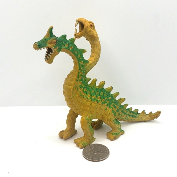 Toys | Vintage 8s Rubber Two Headed Dragon 5 Inch Figure 1 Dragon Head ...